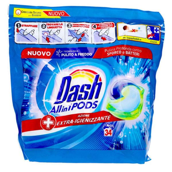 DASH PODS DETERSIVO LAVATRICE IGIENIZZANTE 34 LAVAGGI