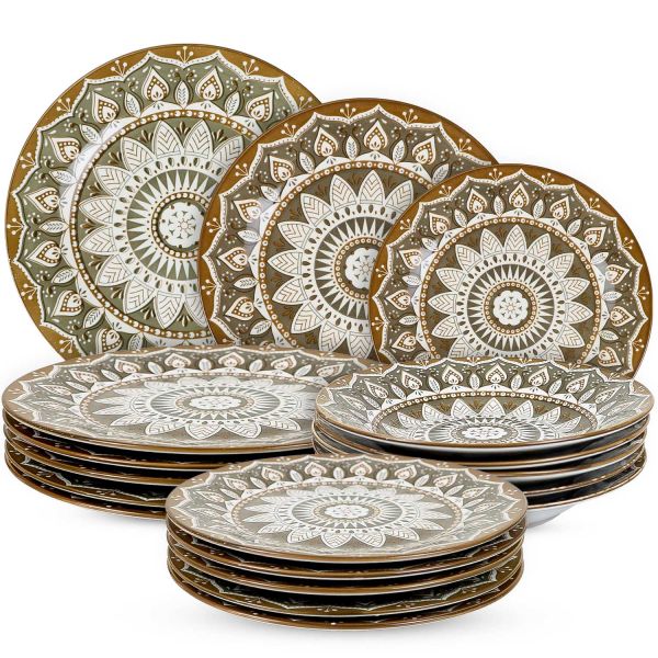 Arca Servizio Di /18 Piatti Mandala Marrone | Franzy's
